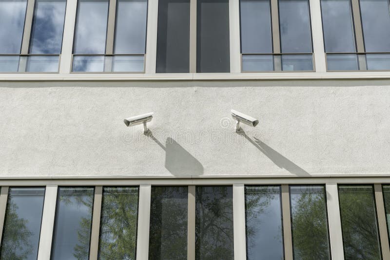 Two surveillance cameras stock image. Image of look, control - 93620615