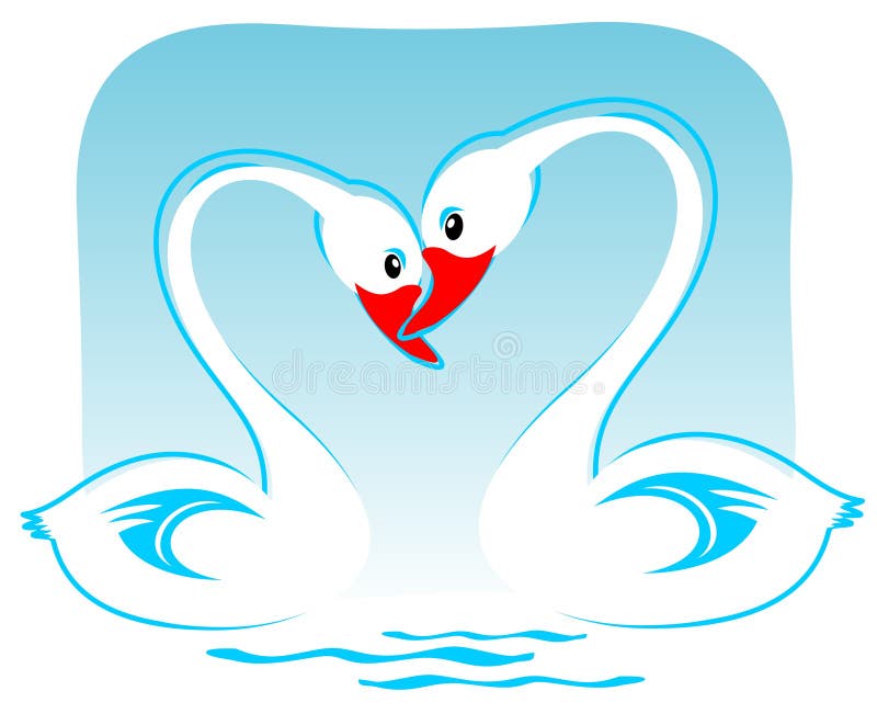 Two White Swans Love Stock Illustrations 584 Two White Swans Love