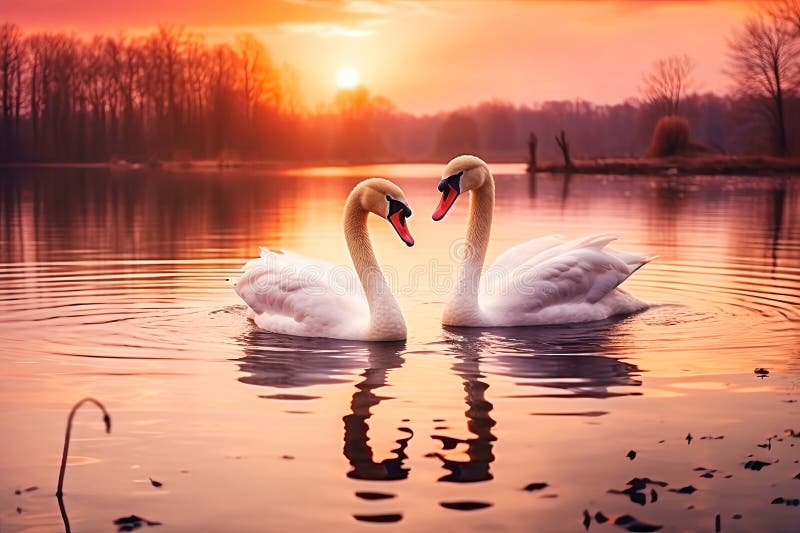 Two Swans Creating Heart Shape in Water Stock Photo - Image of love ... Two Swans Creating Heart Shape in Water Stock Photo - Image of love ...