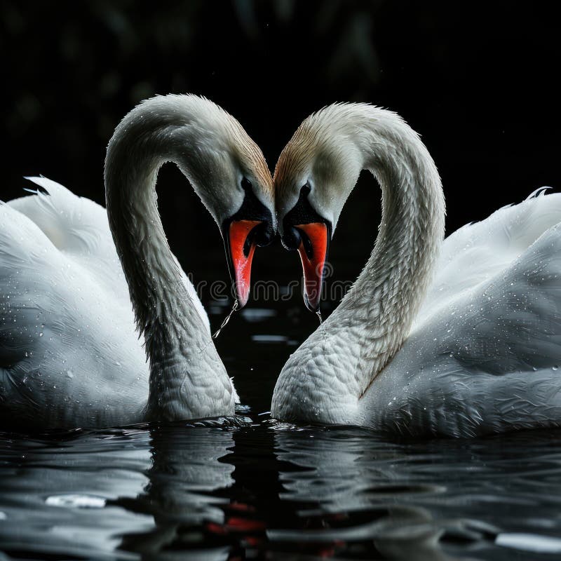 Two Swans Forming a Heart Symbol of Love - AI Generated Stock ...