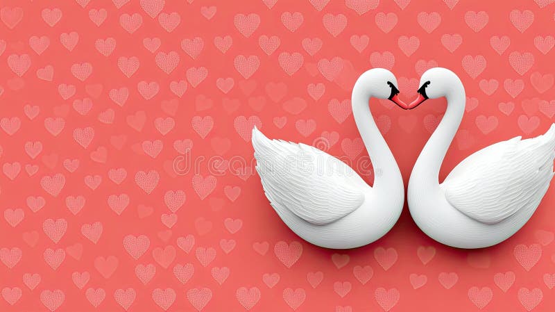 Two Swans Kissing on Valentine S Day Stock Illustration - Illustration ...