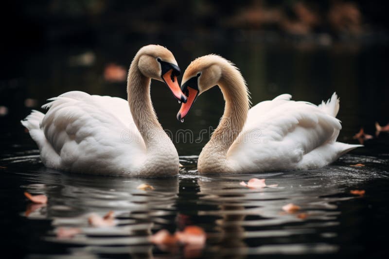 Two Swans in Love Grace the Water with Elegance Stock Illustration ...