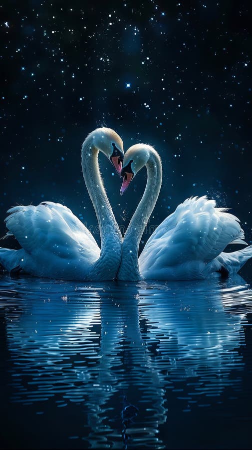 Two Swans Make a Heart Shape in the Water Stock Image - Image of ...