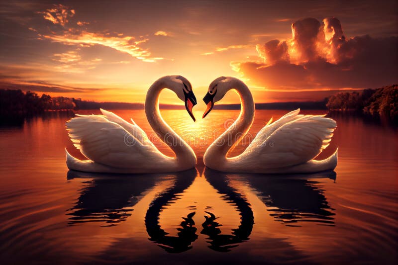 Two Swans Sunset Stock Illustrations – 34 Two Swans Sunset Stock ...