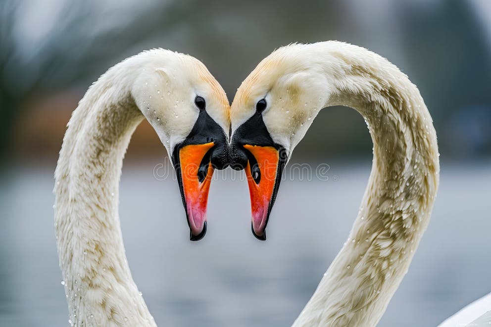 Two Swans Making a Heart Shape with Their Necks Stock Image - Image of ...