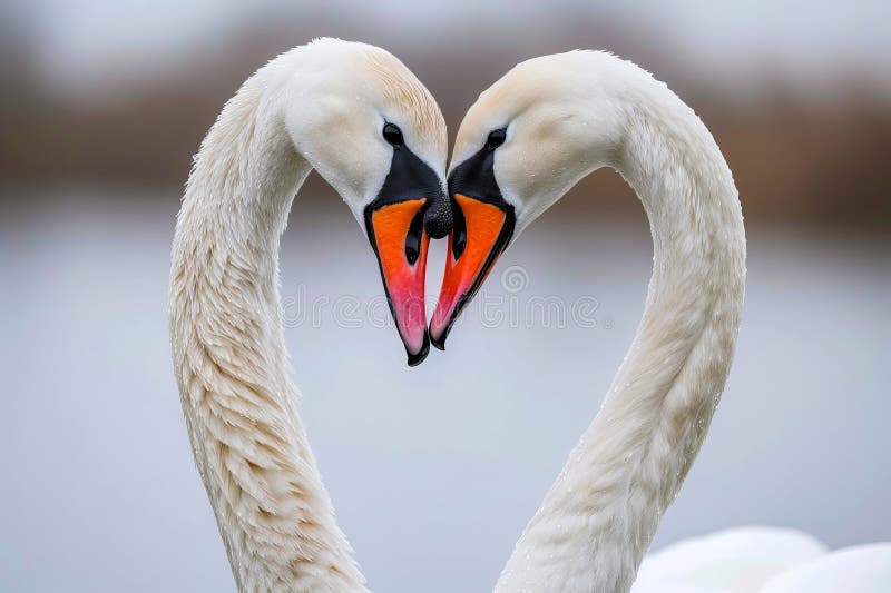 Two Swans Making a Heart Shape with Their Necks Stock Image - Image of ...