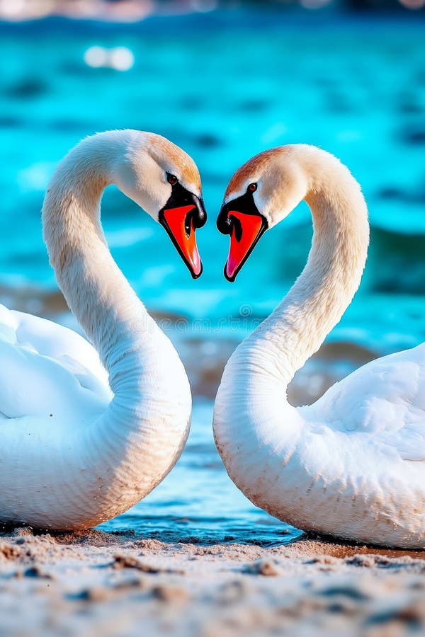 Two Swans Making a Heart Shape with Their Necks Stock Image - Image of ...
