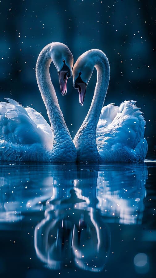 Two Swans are Making a Heart Shape in the Water Stock Image - Image of ...