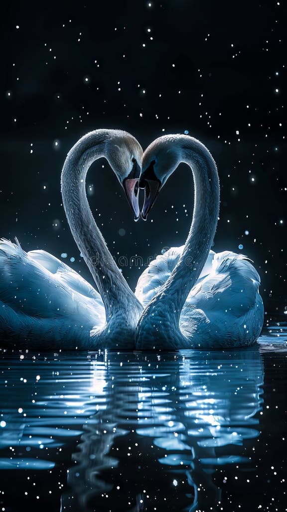 Two Swans Making a Heart Shape in the Water Stock Image - Image of ...