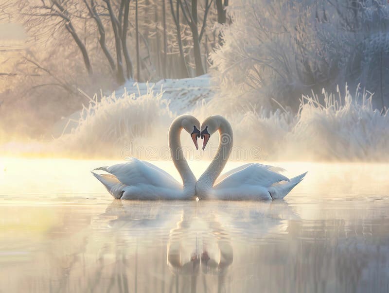 Two Swans Making a Heart Shape in the Water Stock Image - Image of ...