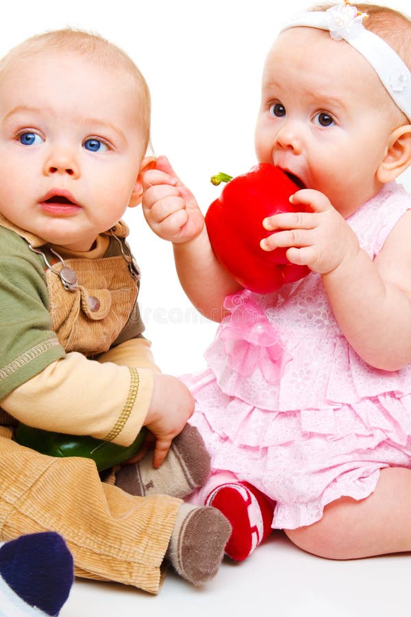 Two sweet babies stock image. Image of astonished, happy - 13465861