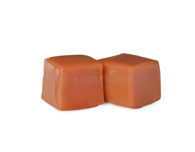 Two Sweet Caramel Candies on White Background Stock Photo - Image of ...