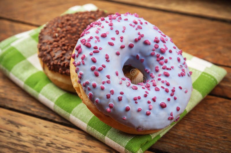 Two sweet donuts stock image. Image of glazed, pastry - 67489455