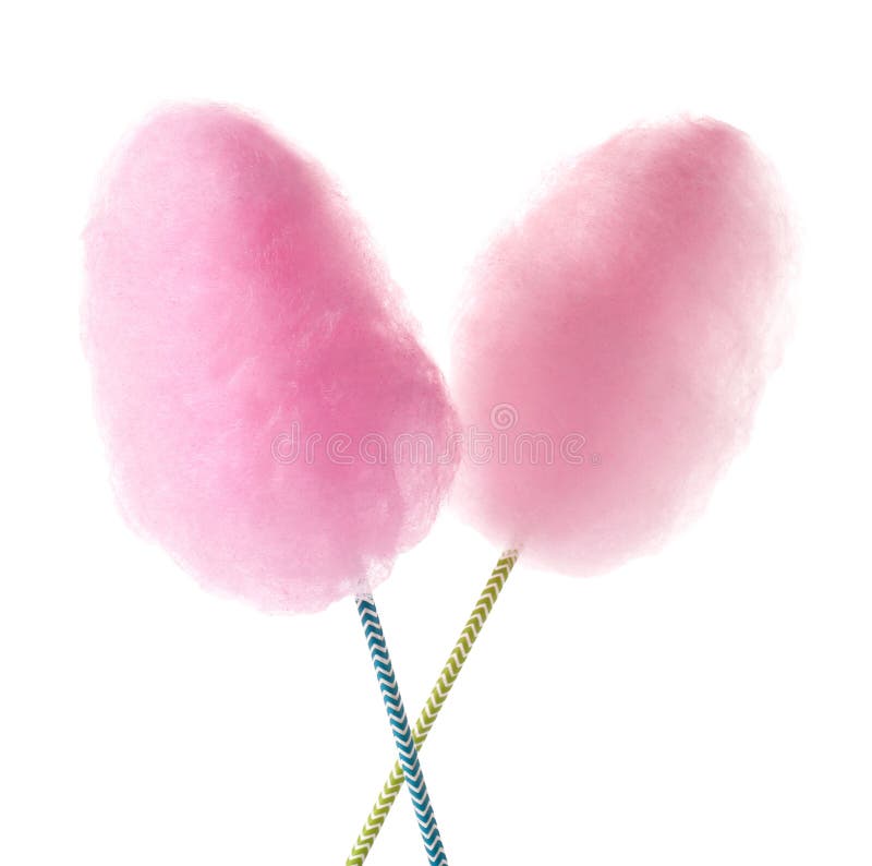 Two Sweet Pink Cotton Candies Isolated on White Stock Image - Image of ...