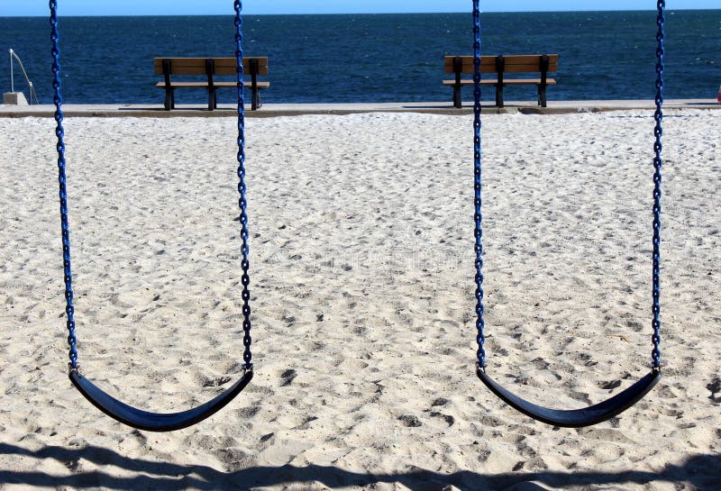 Two swings two benches stock image. Image of swing, cheerful - 34553829