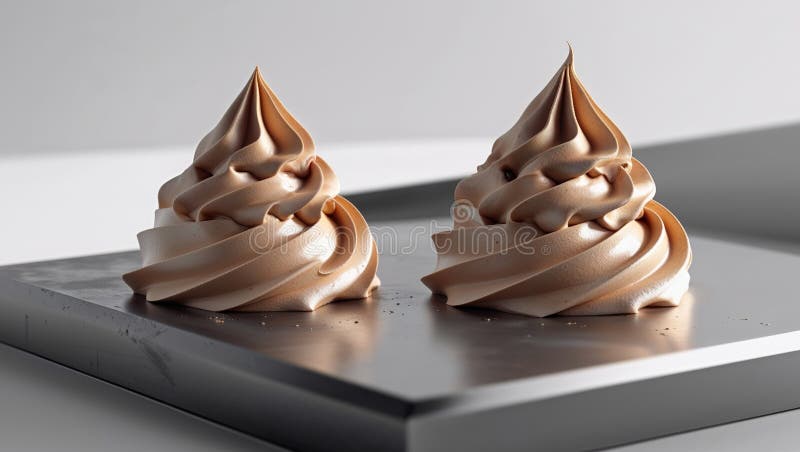 Two Swirls of Creamy Brown Food on Matching Surface. Stock Photo ...