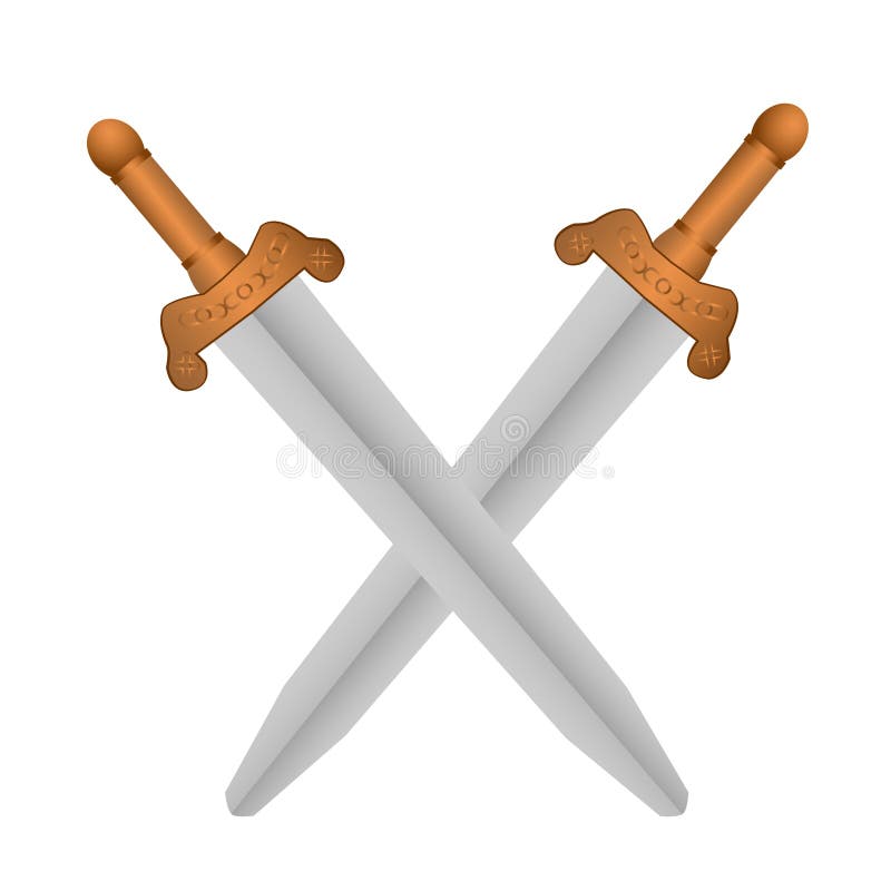 Two Swords Isolated on White Background. Vector Illustration of Two ...