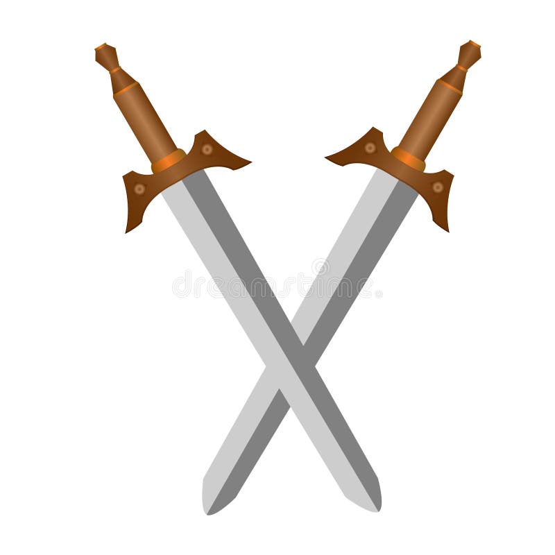 Two Swords Isolated on White Background. Vector Illustration of Two ...