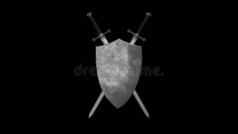 Swords and Shield Forming a Symbol in Alpha Channel Stock Footage ...