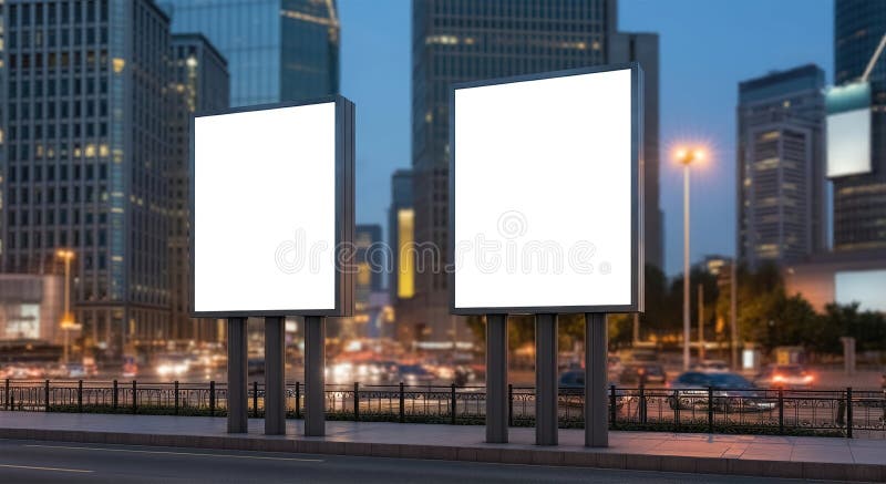 Two Symmetrical Blank Billboards of the Same Size and Specification in ...