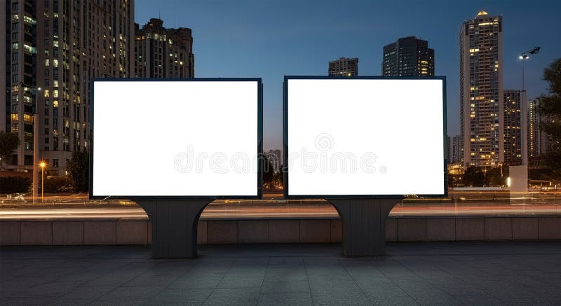 Two Symmetrical Blank Billboards of the Same Size and Specification in ...