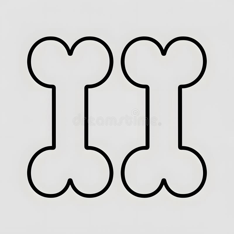 Two Symmetrical Bone Shapes Outlined in Black on White Background, Left ...