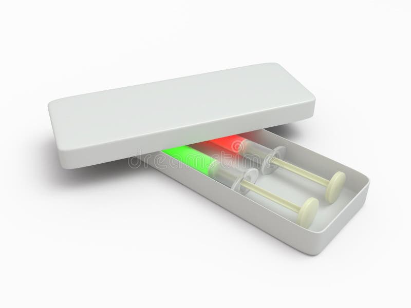 Two syringe in box, 3D stock illustration. Illustration of equipment ...