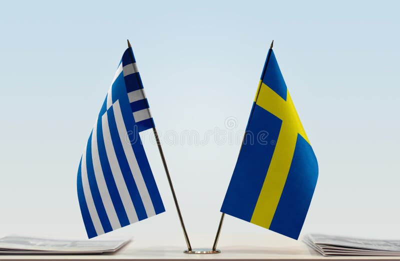 Greece and Sweden. Crossed Greek and Swedish Flags. Official Colors ...