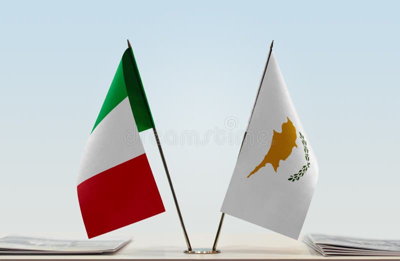 Flags of Italy and Cyprus stock image. Image of flag - 134818241