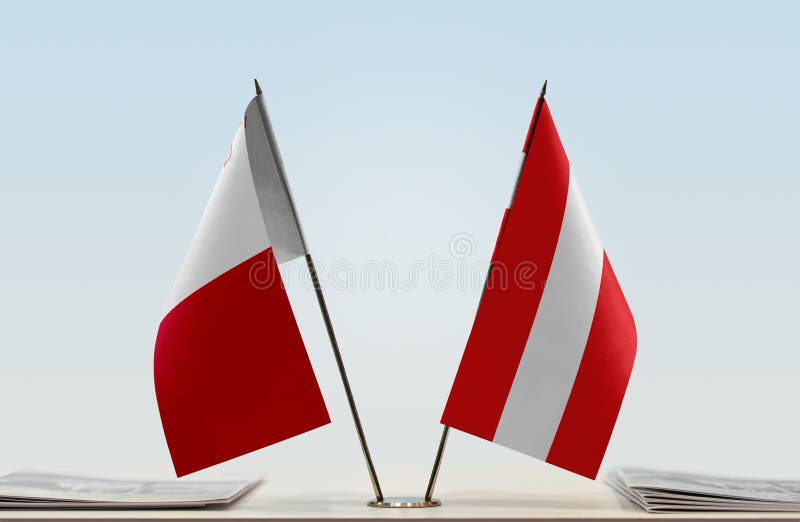 Malta and Austria. the Maltese and Austrian Flags. Official Colors ...