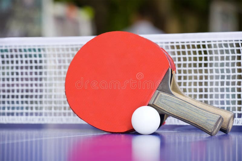 Two Table Tennis or Ping Pong Rackets and Balls Stock Image - Image of ...