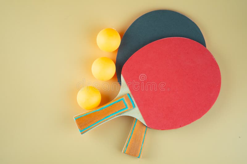 Black and Red Ping Pong Rackets and Three Orange Balls Stock Photo ...