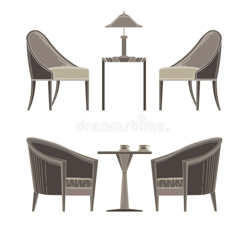 Two Tables with Chairs Vector Stock Vector - Illustration of decorative ...