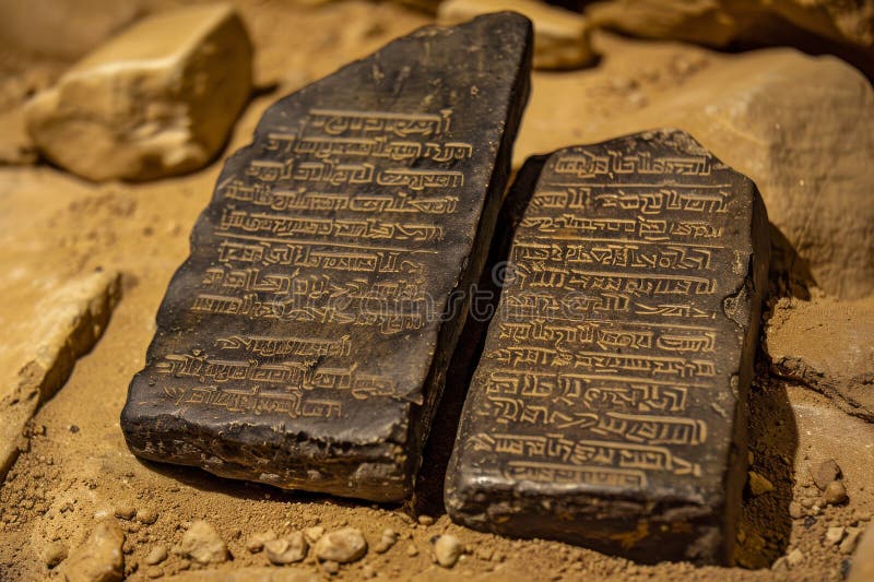 Two Tablets of Stone with Ten Commandments. Generative AI Stock ...