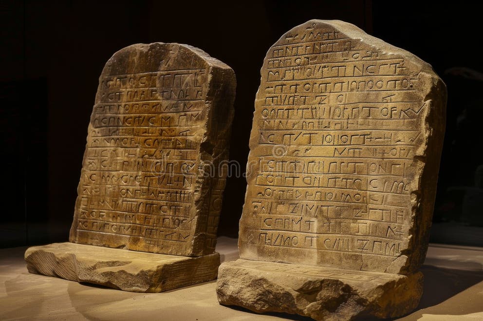 Two Tablets of Stone with Ten Commandments. Generative AI Stock ...