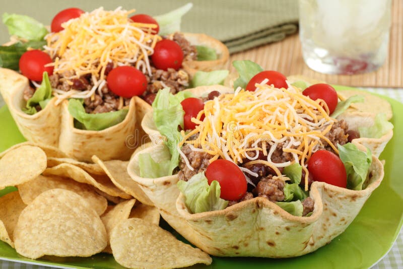 Two Taco Salads stock photo. Image of chips, cheese, lettuce - 25225956