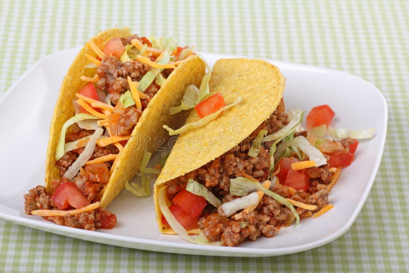 Two Tacos stock image. Image of lunch, shell, meat, plate - 19255305