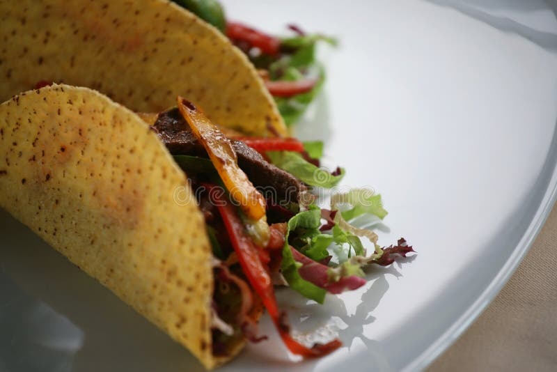 Two Tacos on a Plate stock image. Image of peppers, ethnic - 4569955
