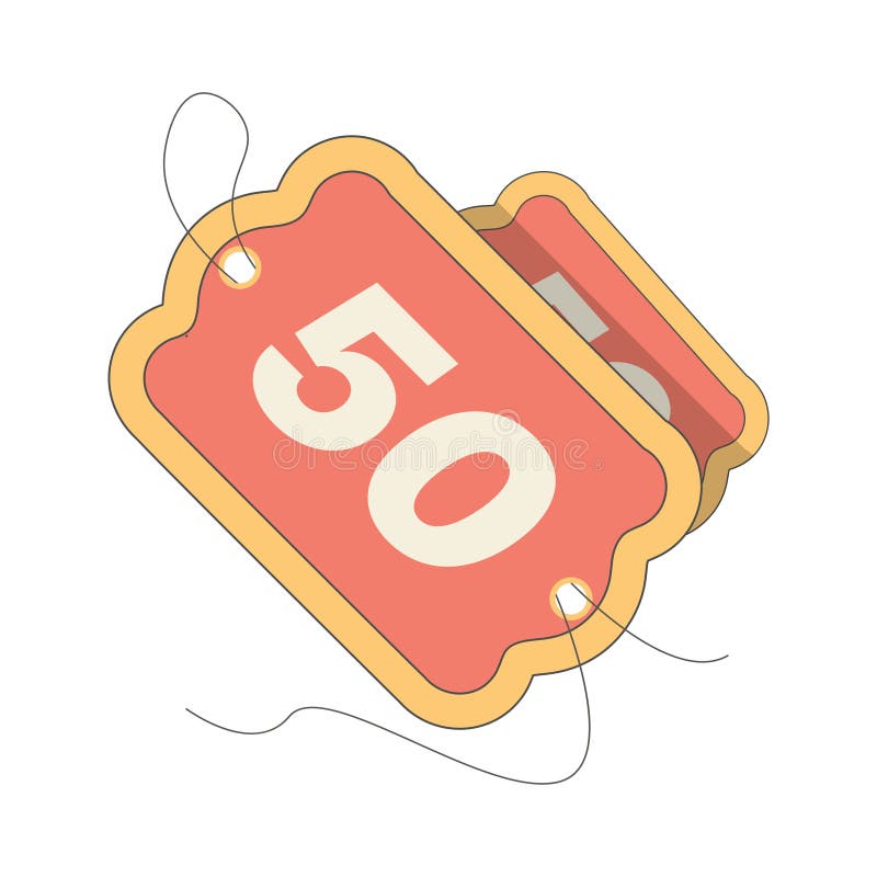 Two 50 Tag Vector Set: Scalloped Corner Price Labels with String Stock ...