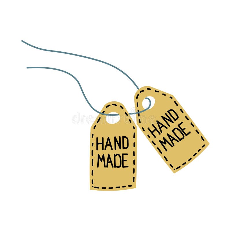 Two Tags on a String with the Inscription Hand Made Stock Vector ...