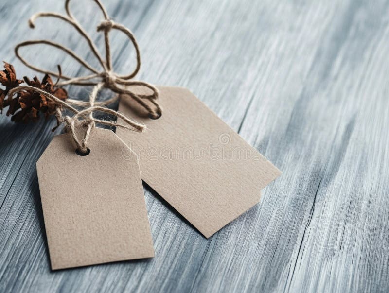 Two Tags are on a Wooden Surface Stock Illustration - Illustration of ...