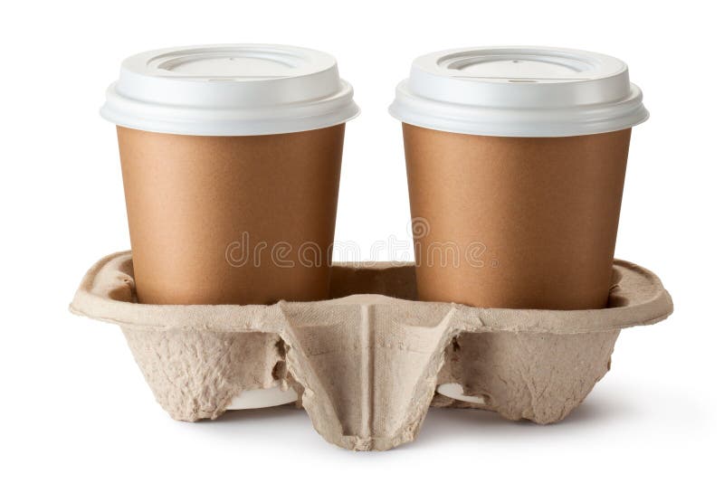 Two Take-out Coffee in Holder Stock Photo - Image of brew, cardboard ...