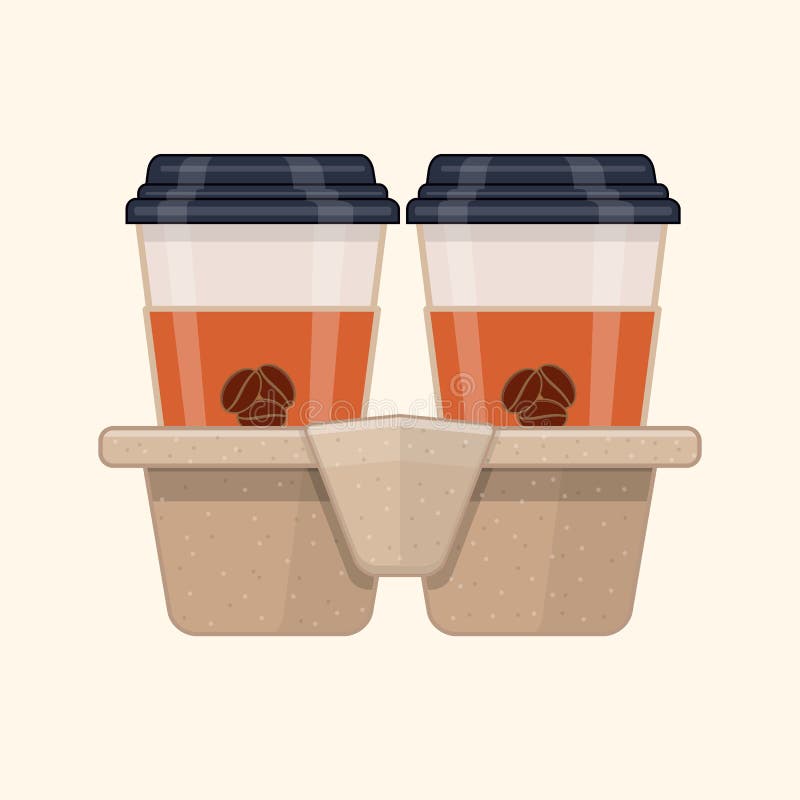 Two Take-out Coffee in Holder Stock Vector - Illustration of ...