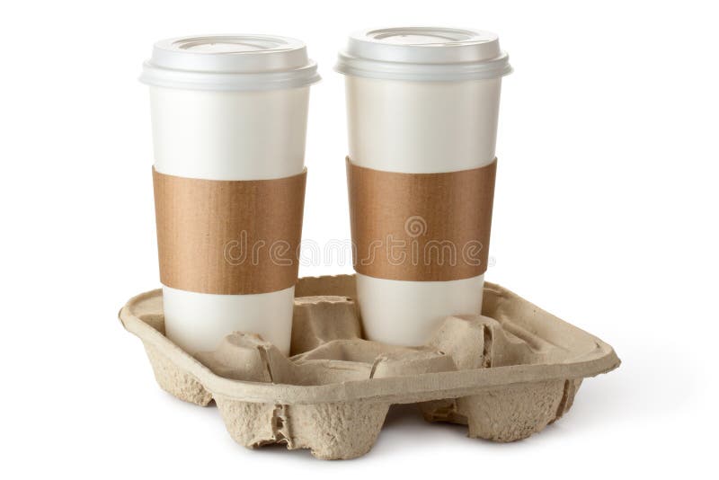 Two Take-out Coffee in Holder Stock Photo - Image of cardboard, closeup ...
