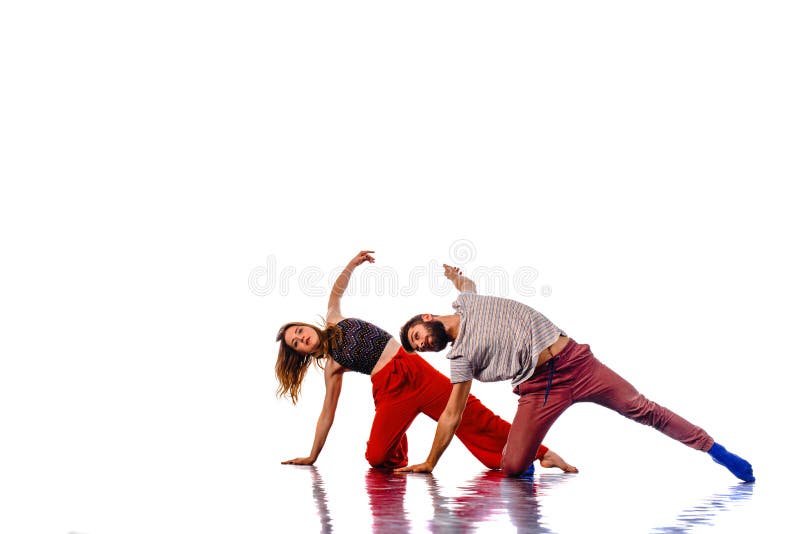 Two Talented Dancers Practicing in Large Studio Stock Photo - Image of ...