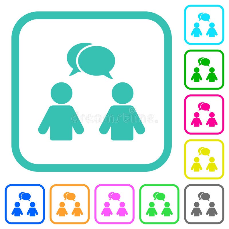 Two Talking Persons with Oval Bubbles Solid Vivid Colored Flat Icons ...