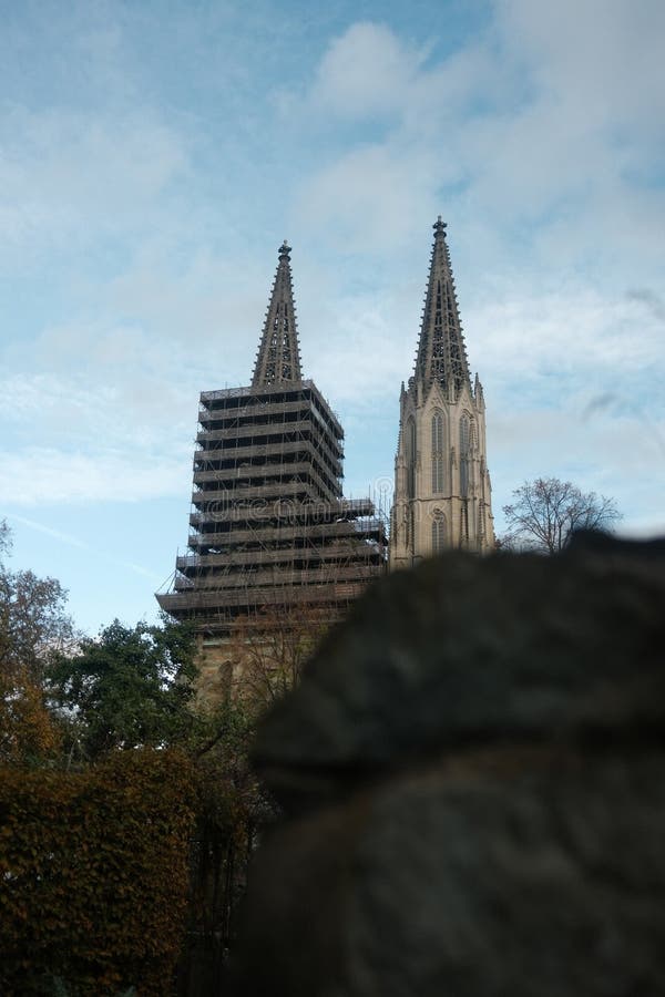 The Two Tall Buildings are Leaning on Each Other Stock Photo - Image of ...