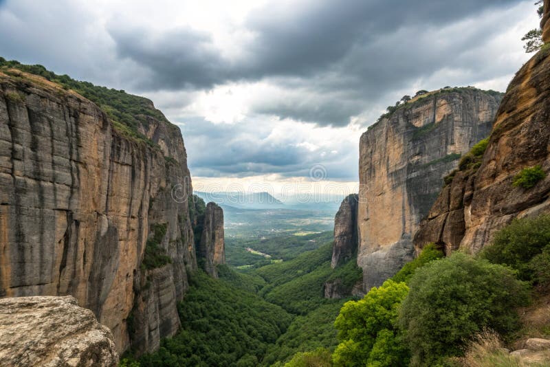 Two Tall Cliffs with Large Chasm in between Stock Illustration ...