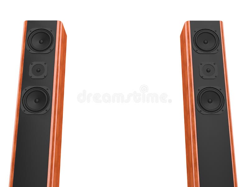 Two Tall Modern Speakers with Wood Side Panels Stock Illustration ...