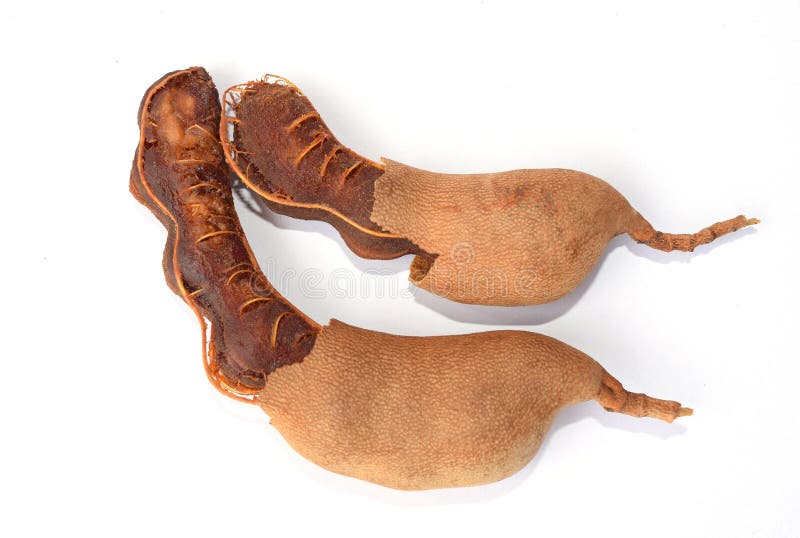 Two Tamarind Shell Out Half is Sweet and Sour Stock Photo - Image of ...